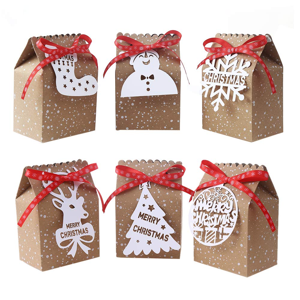 EcoFriendlyStuffs Christmas Gift Boxes with Red Ribbon Design and Cut ...