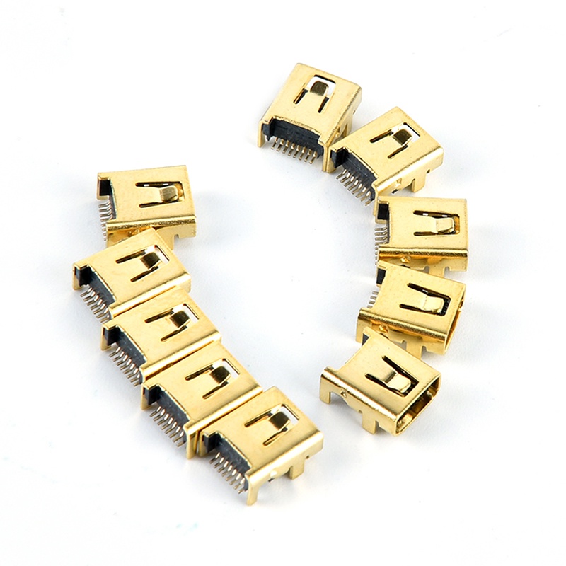 10PCS Mini USB 8P Gold Plated Connector USB 8 Pin Female Jack Pcb Smt ...