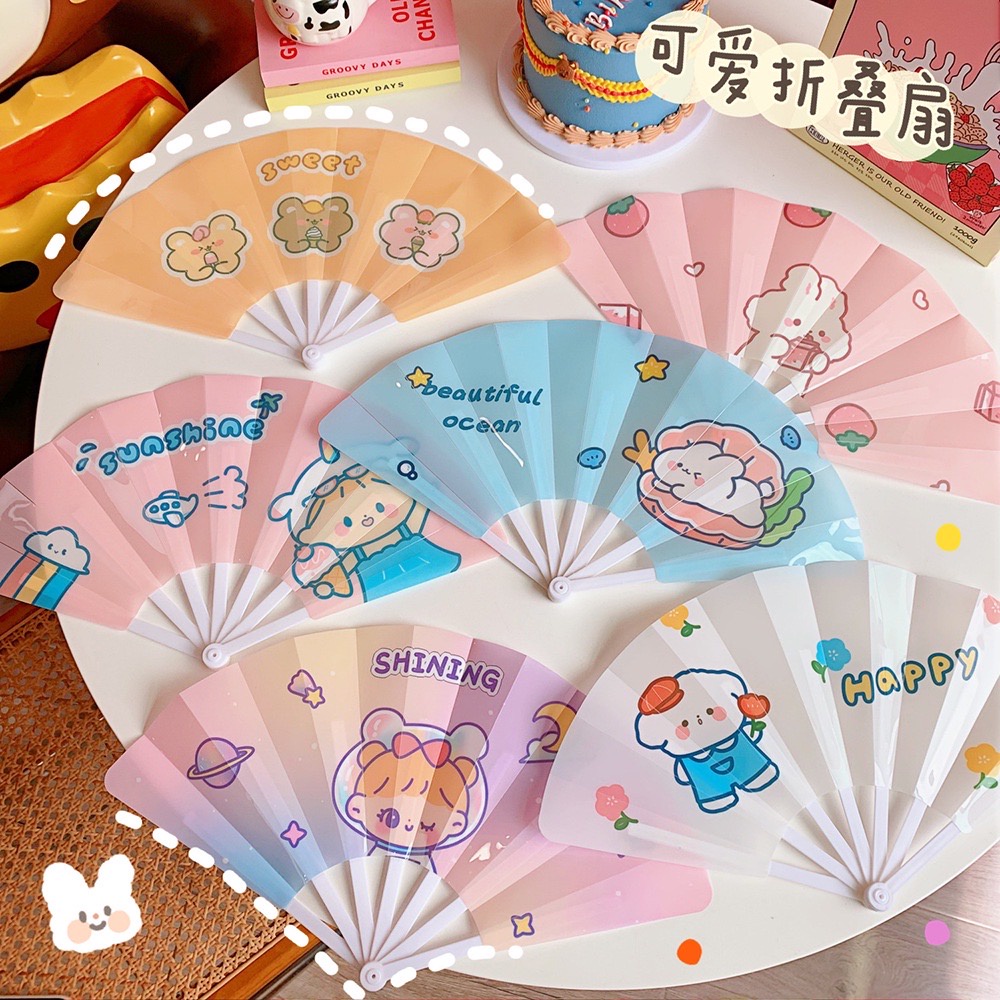 NEW Summer Cute Cartoon Small Folding Hand Fan Children Student Seven ...
