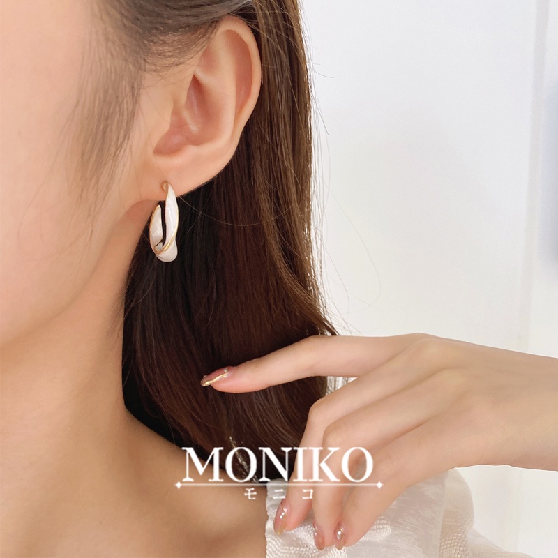 MONIKO Original Design 18k Gold Plated White Reserve Hoop Earring ...