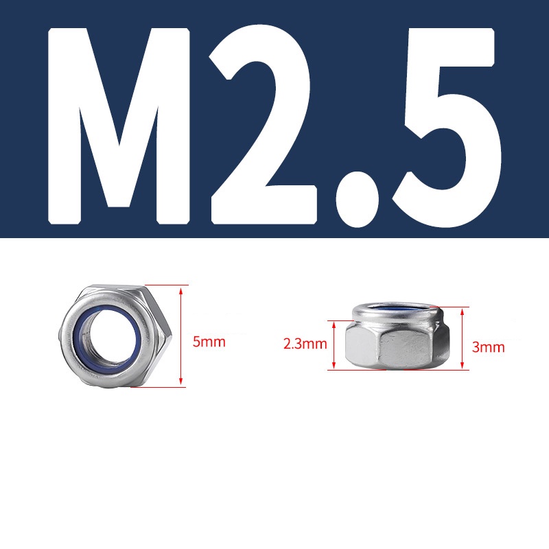 M2 - M30 304 Stainless Steel Hex Nylon Insert Lock Nut Self-locking ...