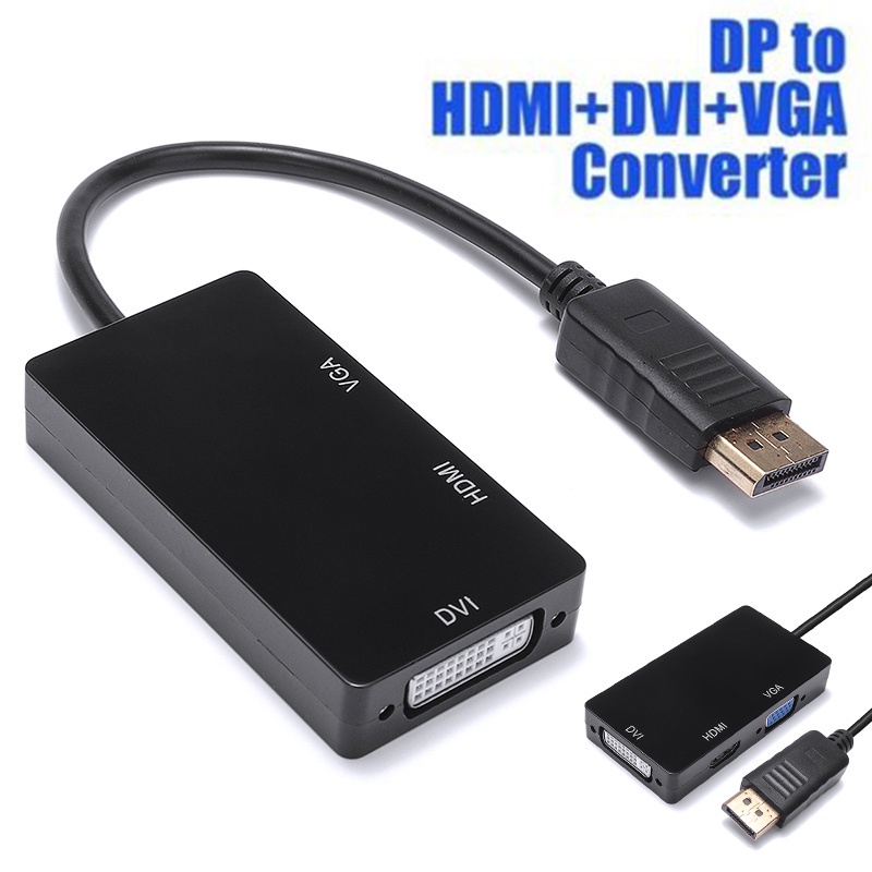 3 in 1 DisplayPort 1.2 to HDMI 4K DVI VGA HDMI 4K Multi Cable Adapter ...