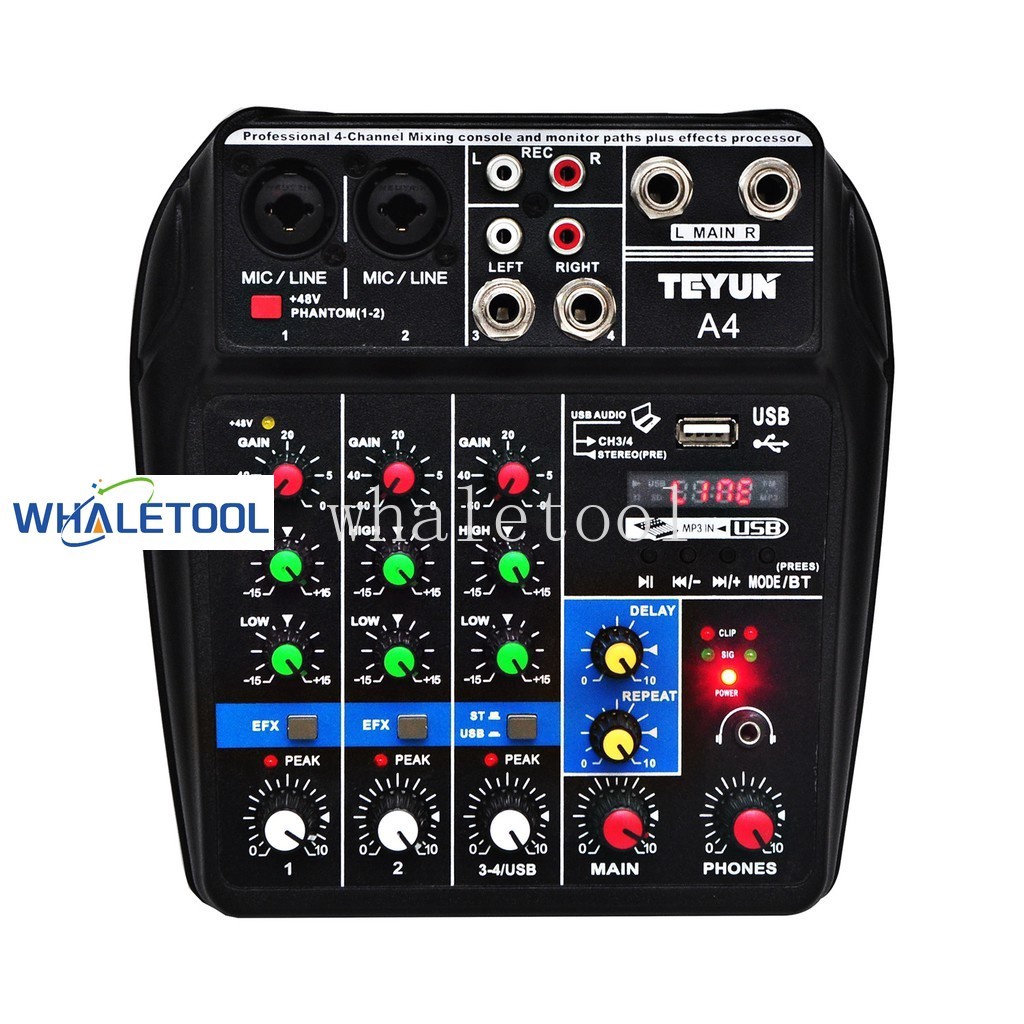 A4 Bluetooth record 4 Channels Input Mic USB Playback Sound Card Audio ...