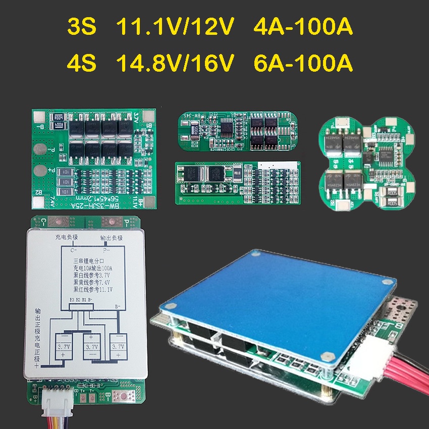 3S 11.1V 12V 4S 14.8V 16V 6A 24A 30A 50A 100A High Current Li-ion Lifepo4 Lipo Lithium Battery ...