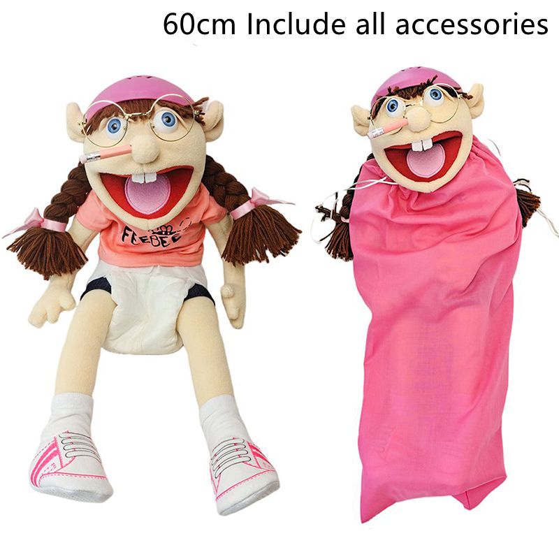 60cm Large Jeffy Puppet Plush Hat Game Toy Boy Girl Cartoon Feebee Hand ...