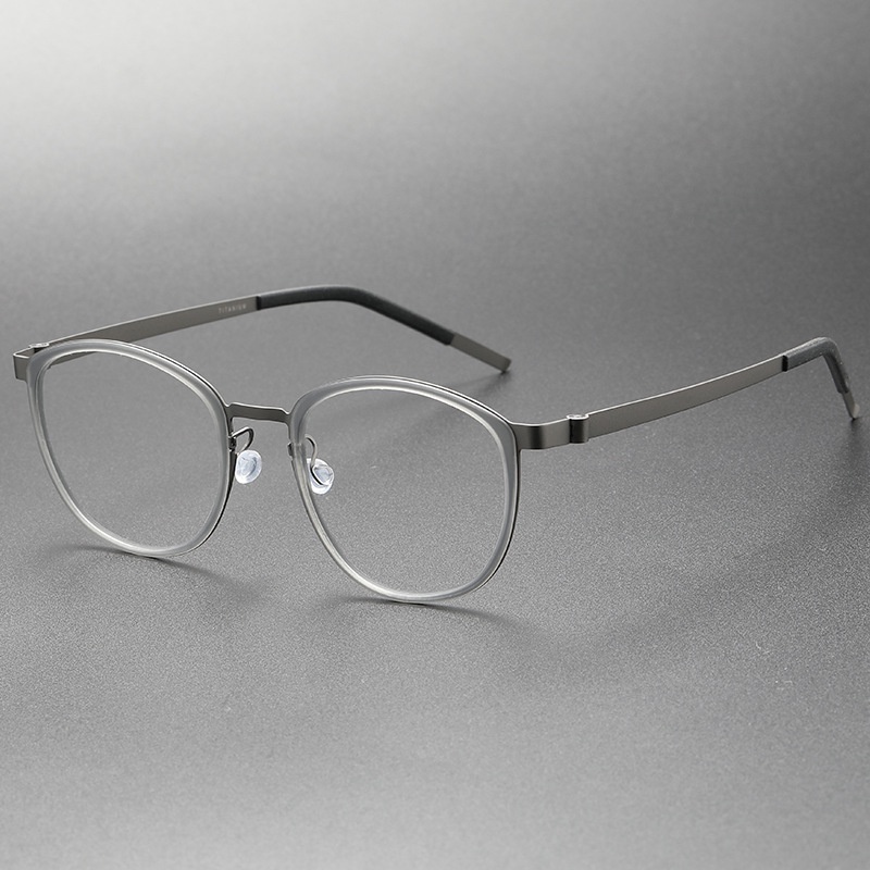 Nordic Style Ultra-Thin Vintage Oval Glasses Frame Titanium+Acetate ...