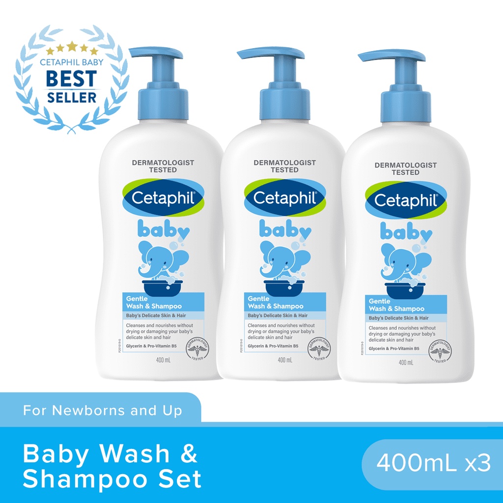 Cetaphil Baby Gentle Wash & Shampoo Pump 400ml x3 | Shopee Philippines