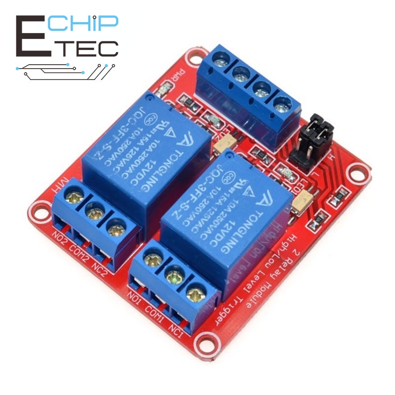 DC 12V 2 Channel Relay Module with Optocoupler Isolation H/L Level ...