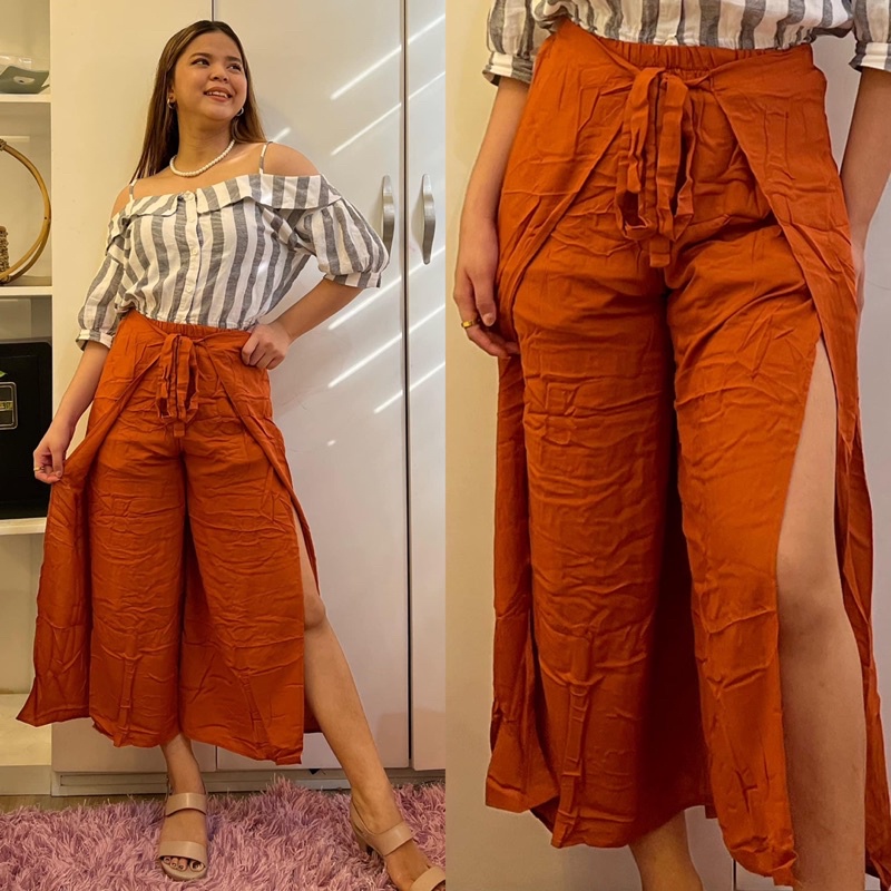 CHALLIS BOHO SQUARE PANTS FIT UP TO XL(with slit) | Shopee Philippines
