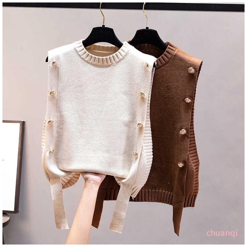 Women's plus Size Knitted Vest Loose Top Spring and Autumn New Women's ...