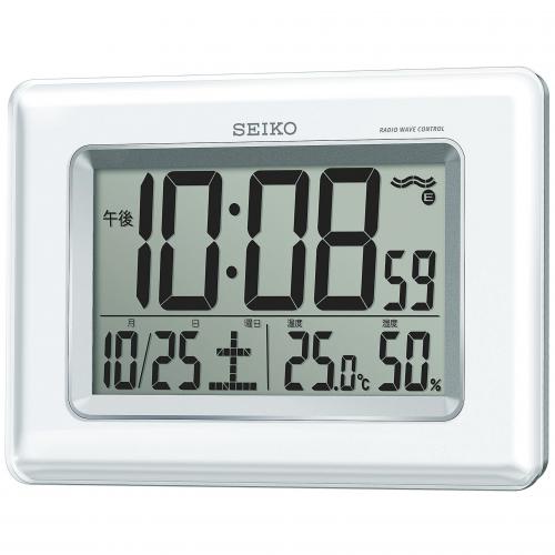 SEIKO SQ424W clock Wall table Combined use Radio waves Digital calendar ...
