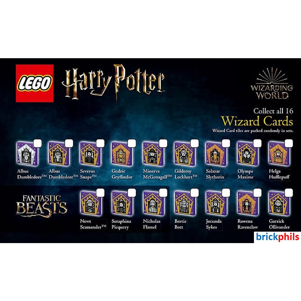 Lego Harry Potter Wizard Cards (Complete 16 Printed Tiles) | Shopee ...