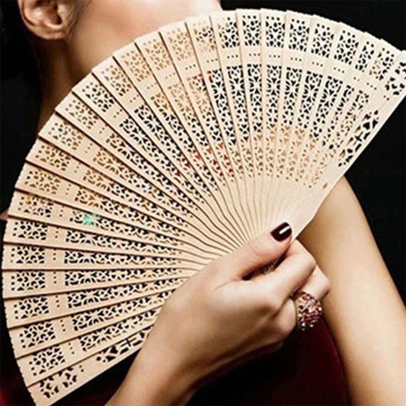 Chinese Hand-held Fan Wooden Fold Fans Scented Wedding Party Gift ...