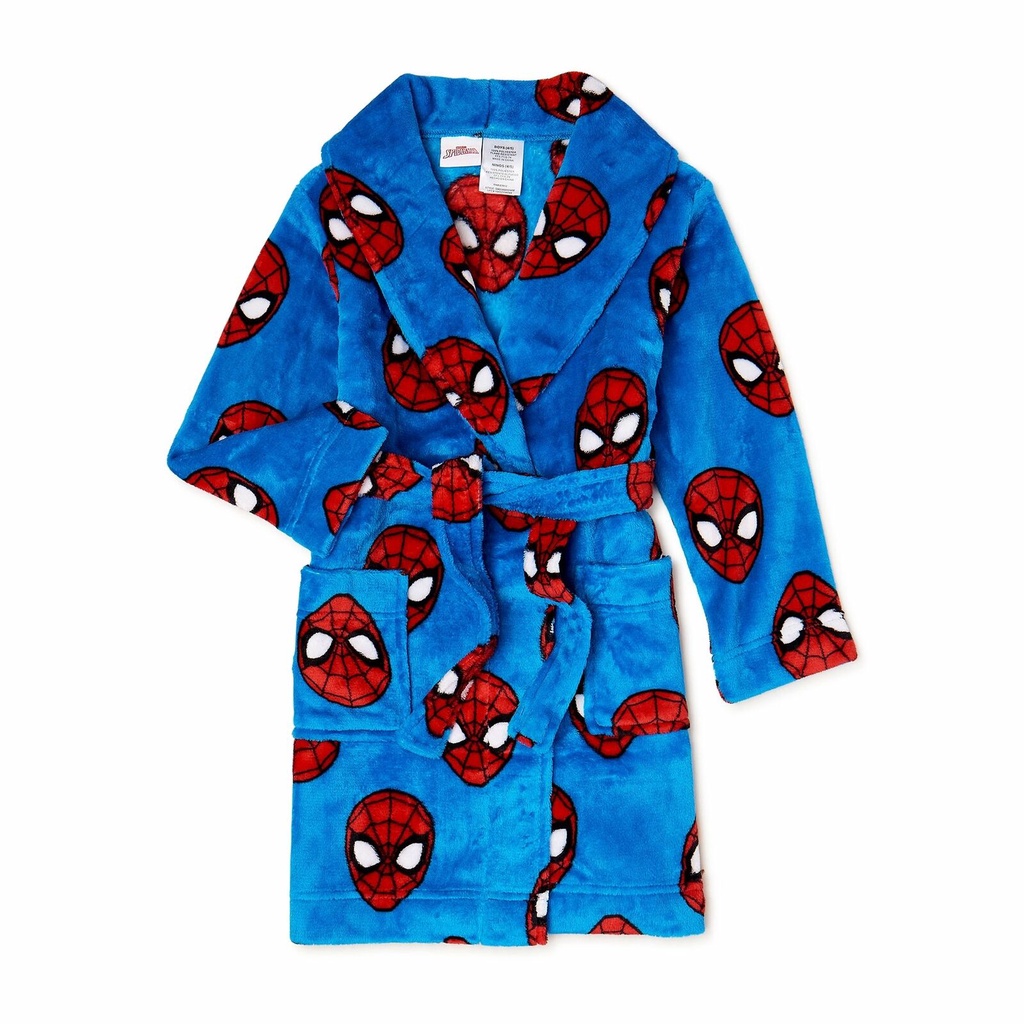 Marvel Spiderman Fleece Robe One Piece Pajamas Boy's Girl's 4 5 6 7 8 ...