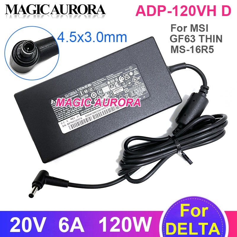 ADP-120VH D 120W Charger For DELTA 20V 6A 4.5x3.0mm Laptop Adapter For MSI GF63 Thin Series MS ...