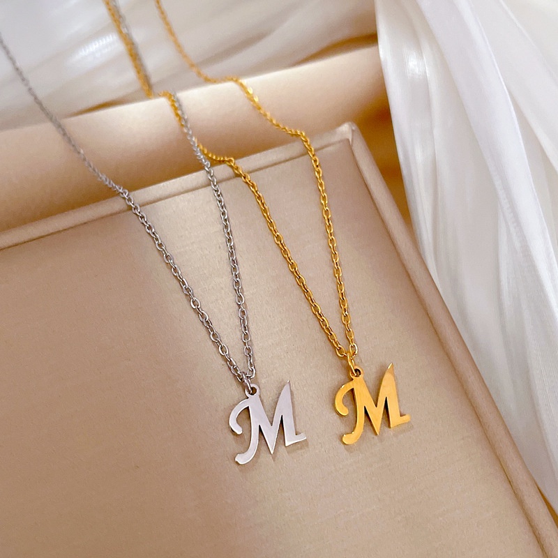 Whole Body Titanium Steel Letter M Unique Minimalist Style Real Gold ...
