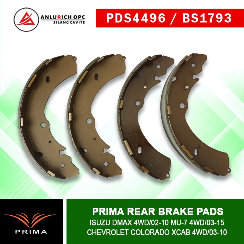 PRIMA REAR BENDIX BRAKE SHOES for ISUZU DMAX / MU-7 4WD / CHEVROLET COLORADO (PDS4496 / BS1793 ...