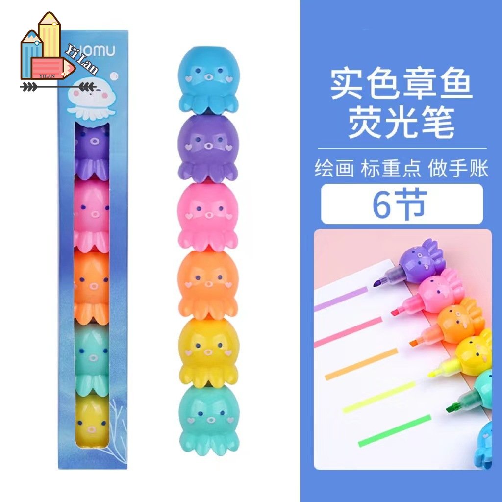 6-color Octopus Highlighter Octopus Marker Pen Color Pen Stationery ...