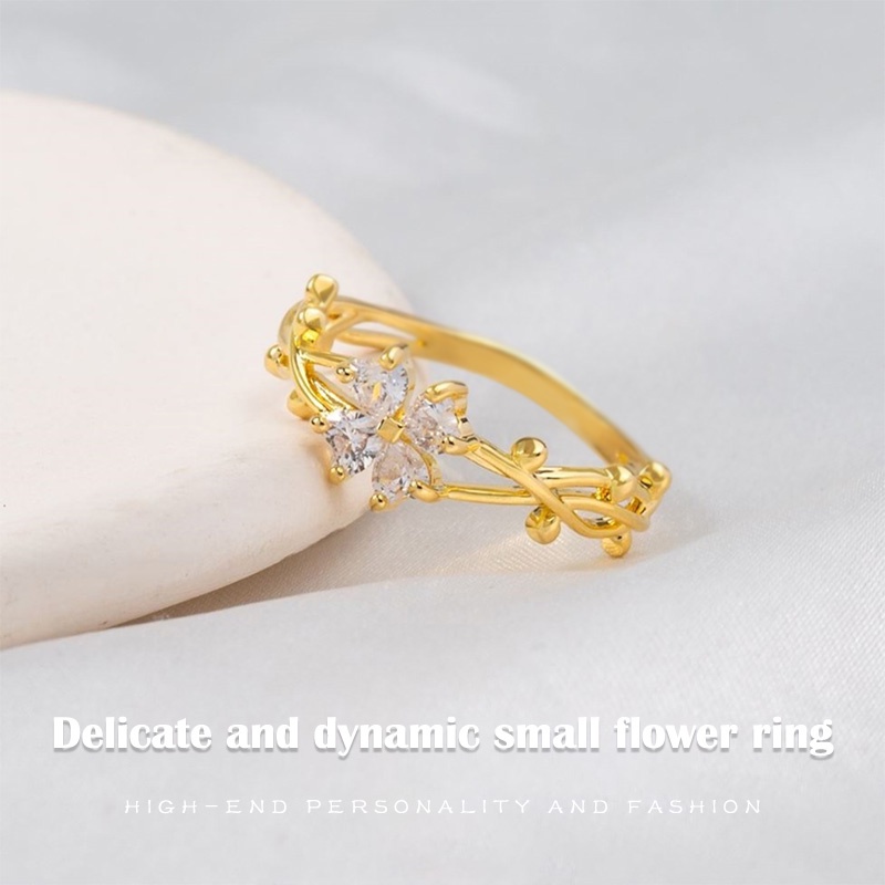 Delicate Dynamic Small Flower Ring Female Temperament High-end ...