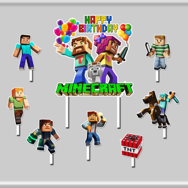 Minecraft happy birthday cake Topper | Shopee Philippines