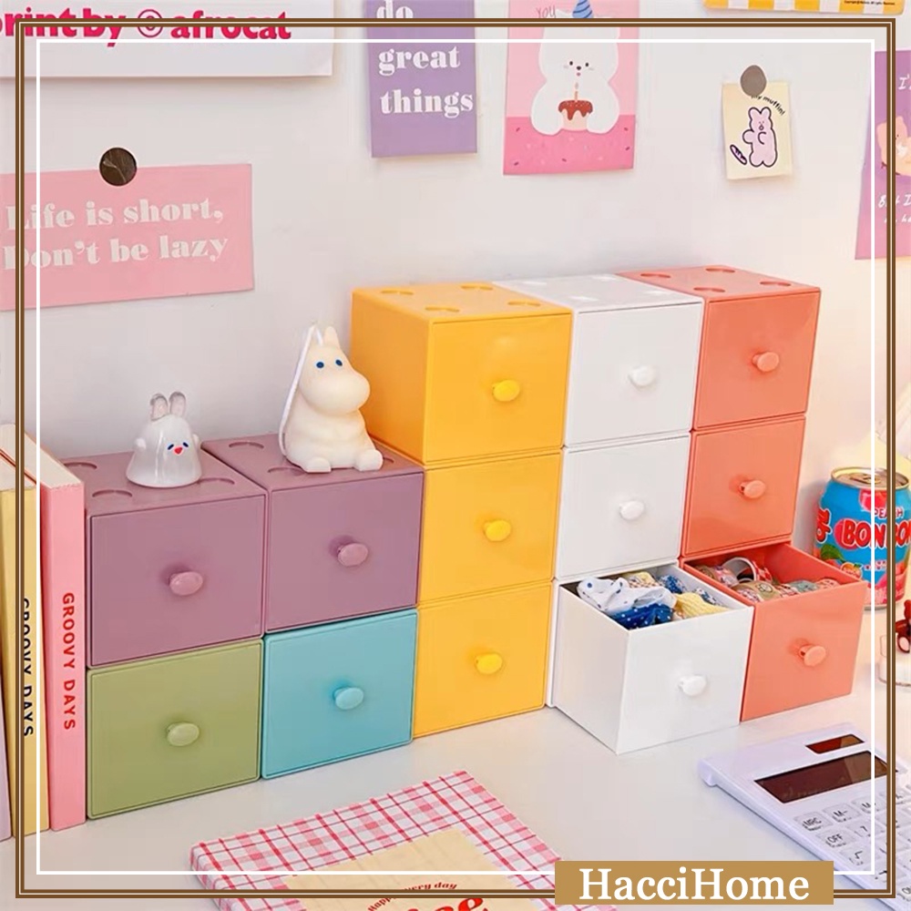 Macaron Colors Lego Puzzle Cube Drawer Desk Storage Box Desk Organizer ...