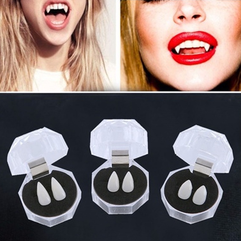 2Pcs Vampire Teeth with Dental Gum/Set Dress Horrific Fake Teeth ...