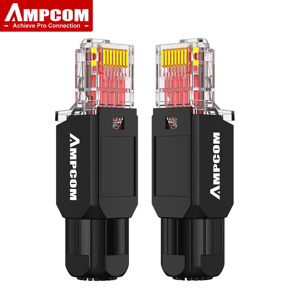 AMPCOM CAT6A Tool-Free UTP RJ45 Termination Plug, CAT6A CAT6 RJ45 Crimper Free. Multiple Colors ...
