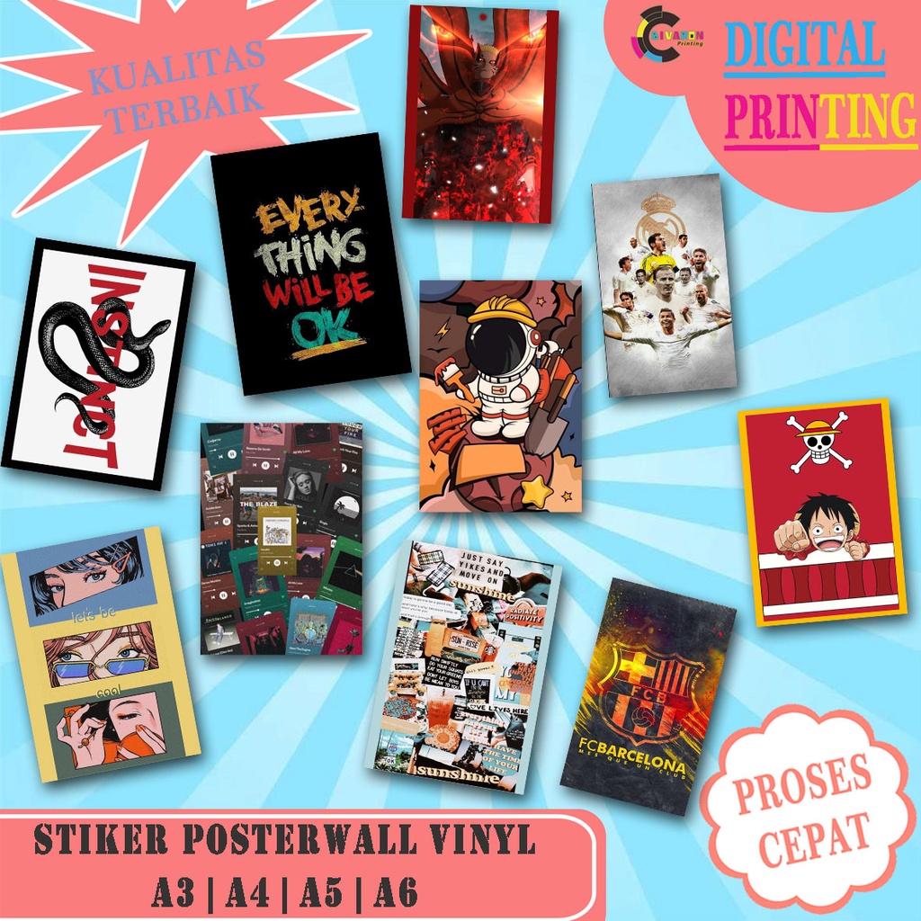 Custom glossy Vinyl Poster stickers every day for/cupboards/glass ...