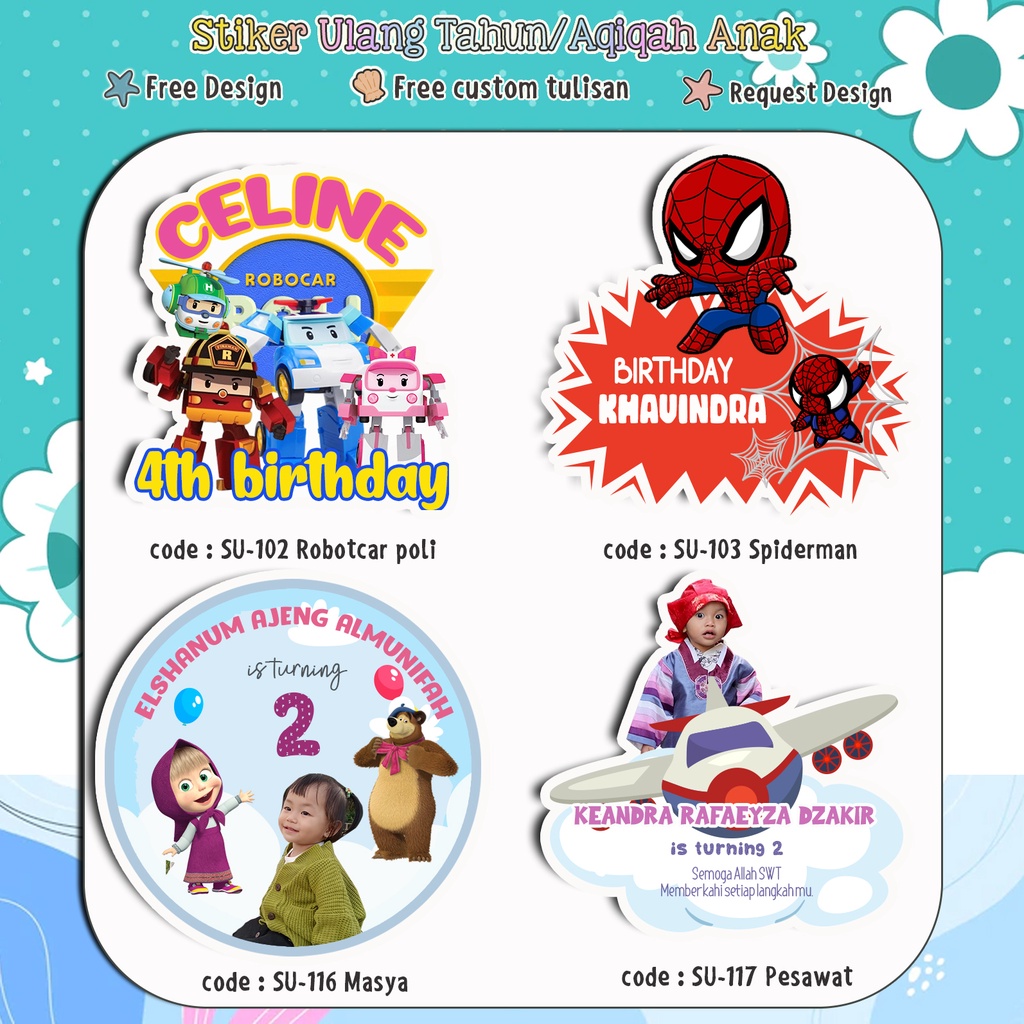 Aqiqah Stickers For Children/Birthday Children custom free design And ...