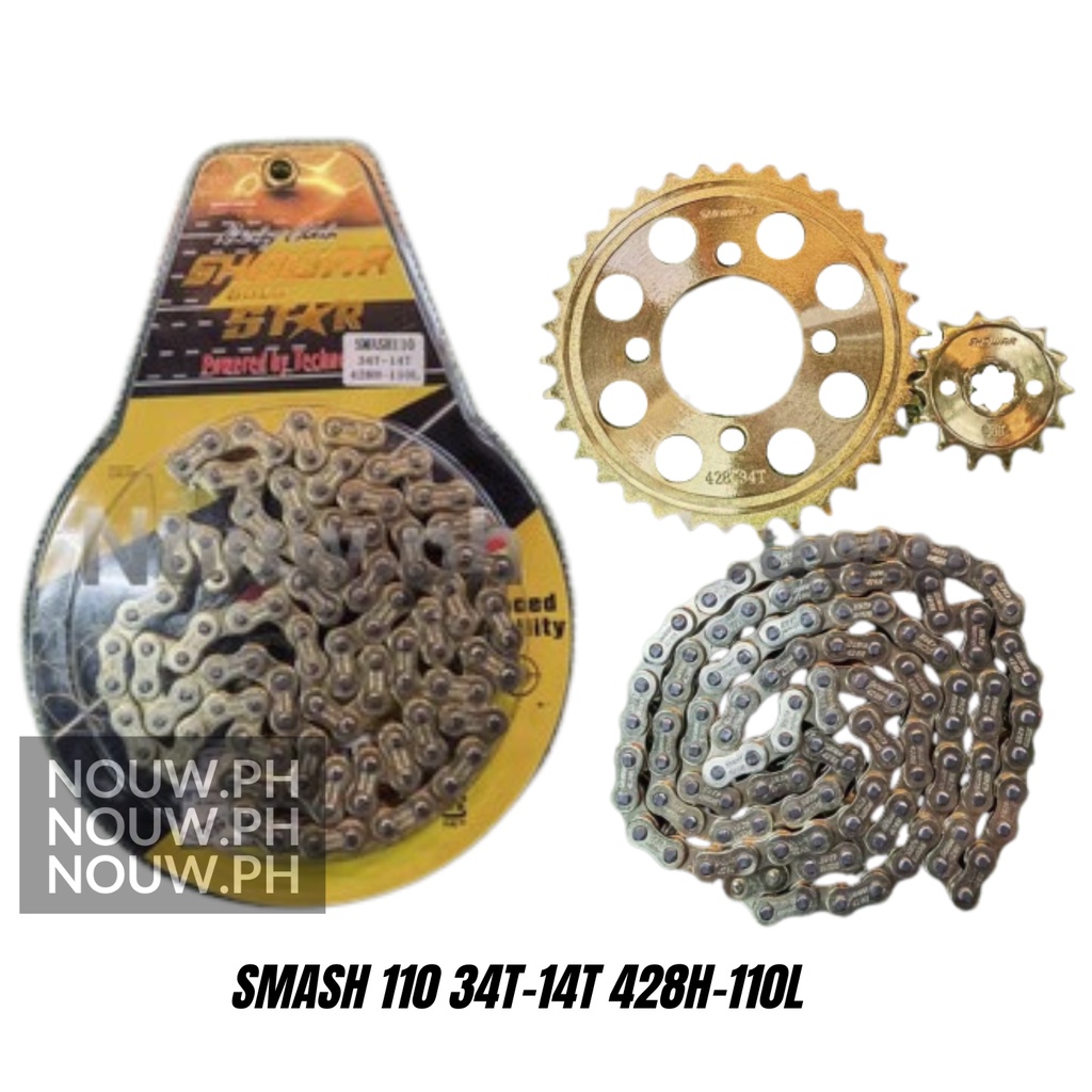 Chain Set for SMASH110 34T-14T 428H-110L | Shopee Philippines