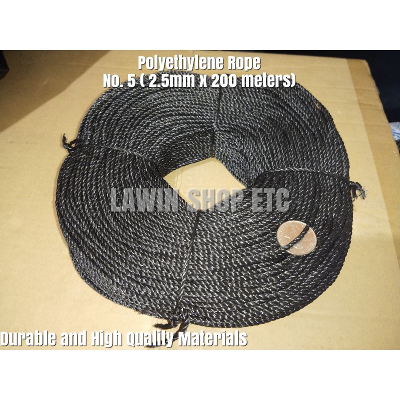 PE Nylon Rope #5 (2.5mm x 200 meters) Polyethylene Rope / Tali / Lubid ...