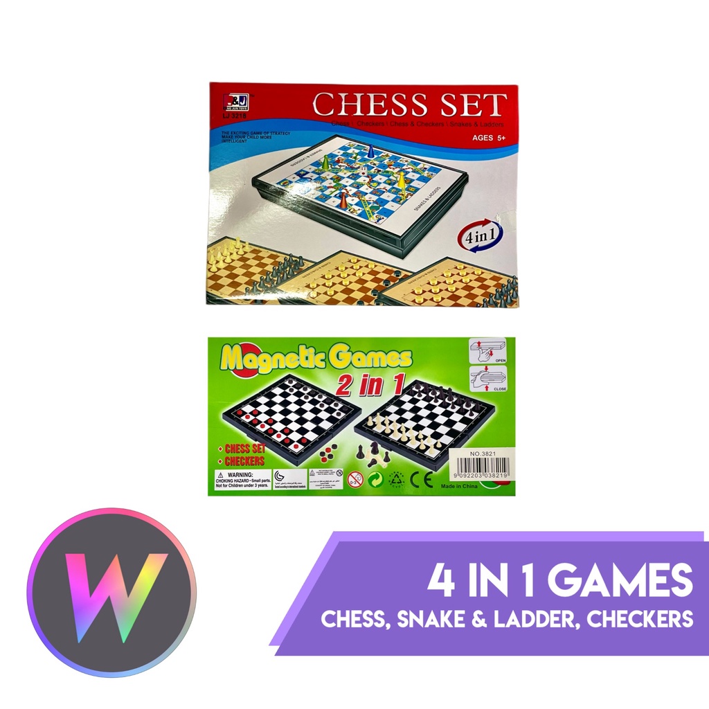 Chess, Snake & Ladder, Checkers 4 in 1 Games | Shopee Philippines