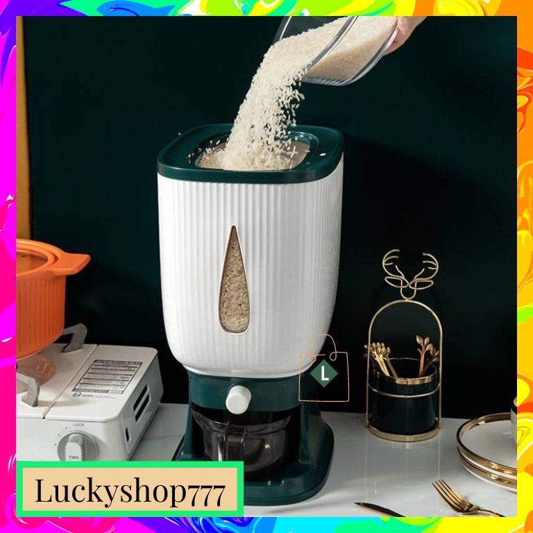 Rice Dispenser Storage Large Capacity 10kg Cereal Container with FREE ...