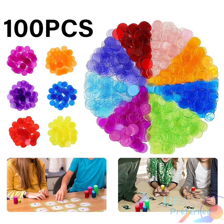 100Pcs/Set Transparent colorful Bingo Chips 19*2mm for Bingo Poker Game ...