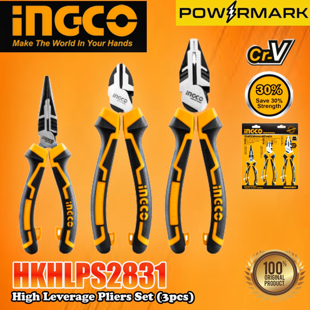 INGCO HKHLPS2831 High Leverage Pliers Set (3pcs) [POWERMARK | IHT] | Shopee Philippines