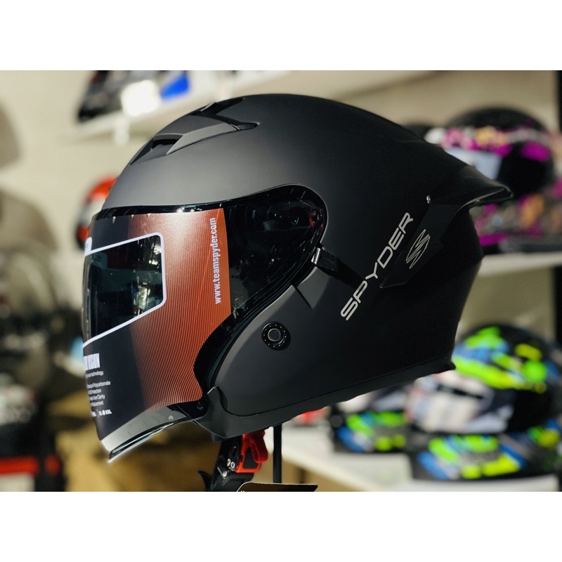 SPYDER FUEL Half-Face Helmet with Dual Visor (Free Clear Visor ...