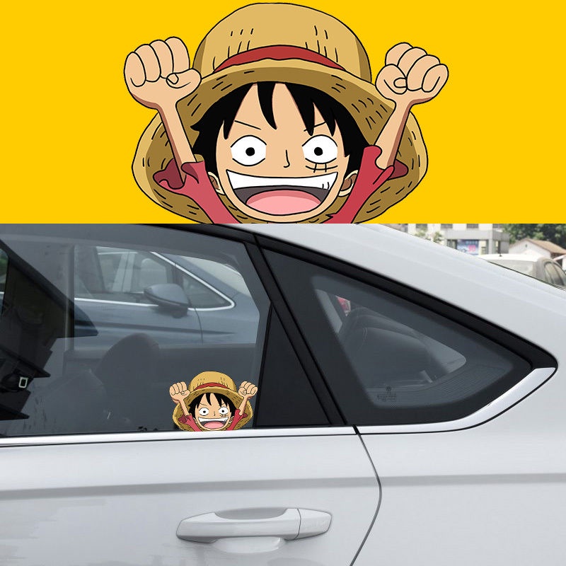 "One Piece" Happy Luffy Car Window Sticker Excited Luffy Motorcycle ...