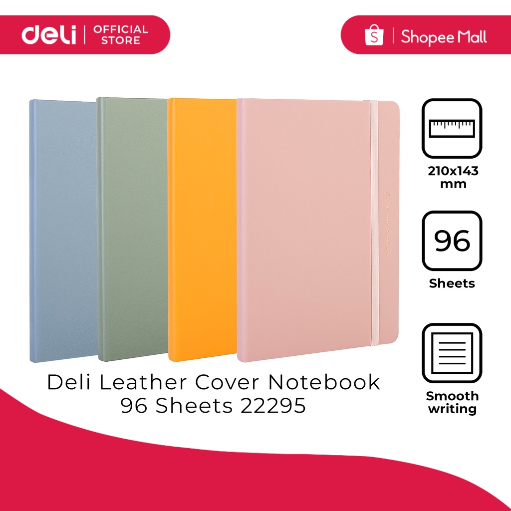 Deli 22295 Leather Cover Notebook 96 Sheets [7922295] | Shopee Philippines
