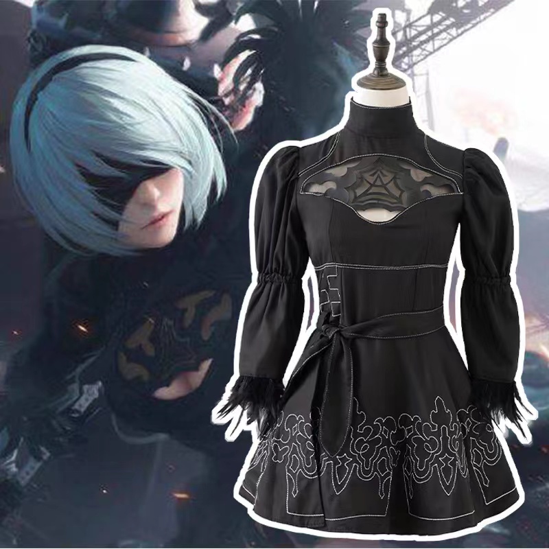 Girls Nier Automata Yorha 2B Cosplay Anime Women Clothing and wigs and ...