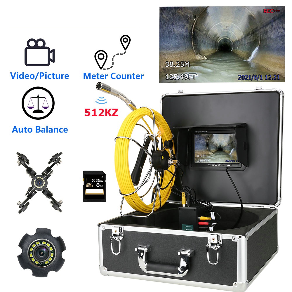Sewer Pipe Inspection Video Camera with Meter Counter Auto Self ...