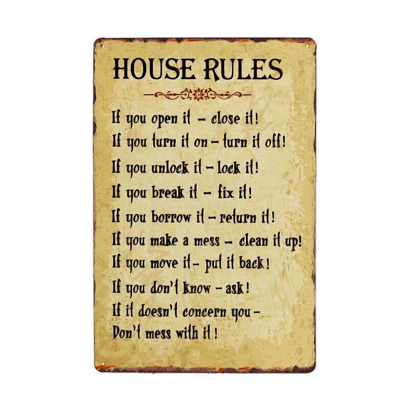 House Rules Russian Metal Signs Vintage Plaque Wall Poster Retro Bar ...