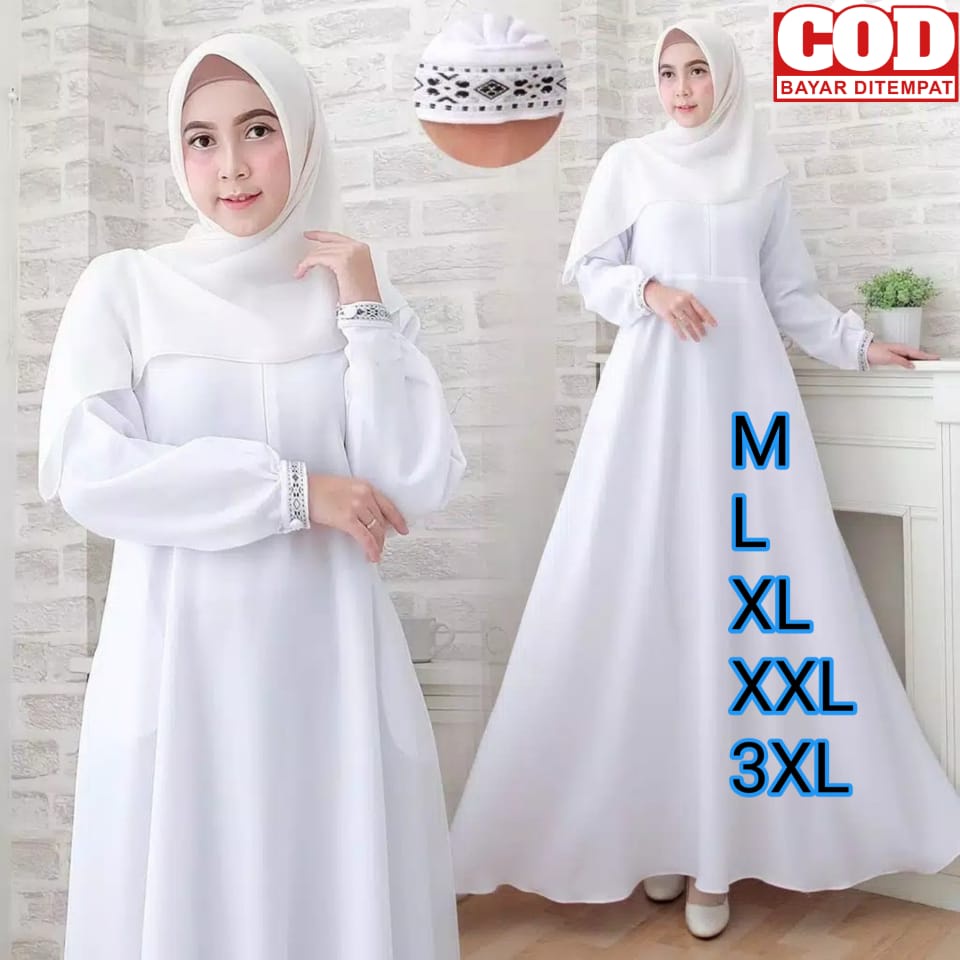 PUTIH The Latest White Robes-Plain White Robes Muslim Fashion- Plain ...