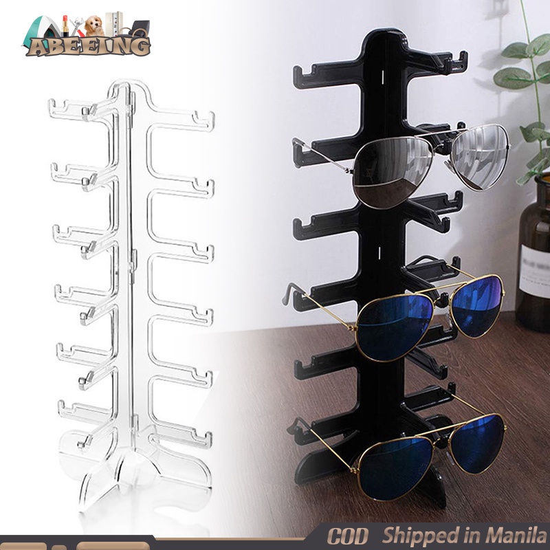 6 Row Transparent Sunglasses Stand Rack Black Glasses Rack | Shopee ...