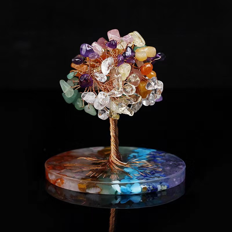 Crystal Epoxy Fortune Tree Seven-Color Chuckra Natural Crushed Stone Of ...