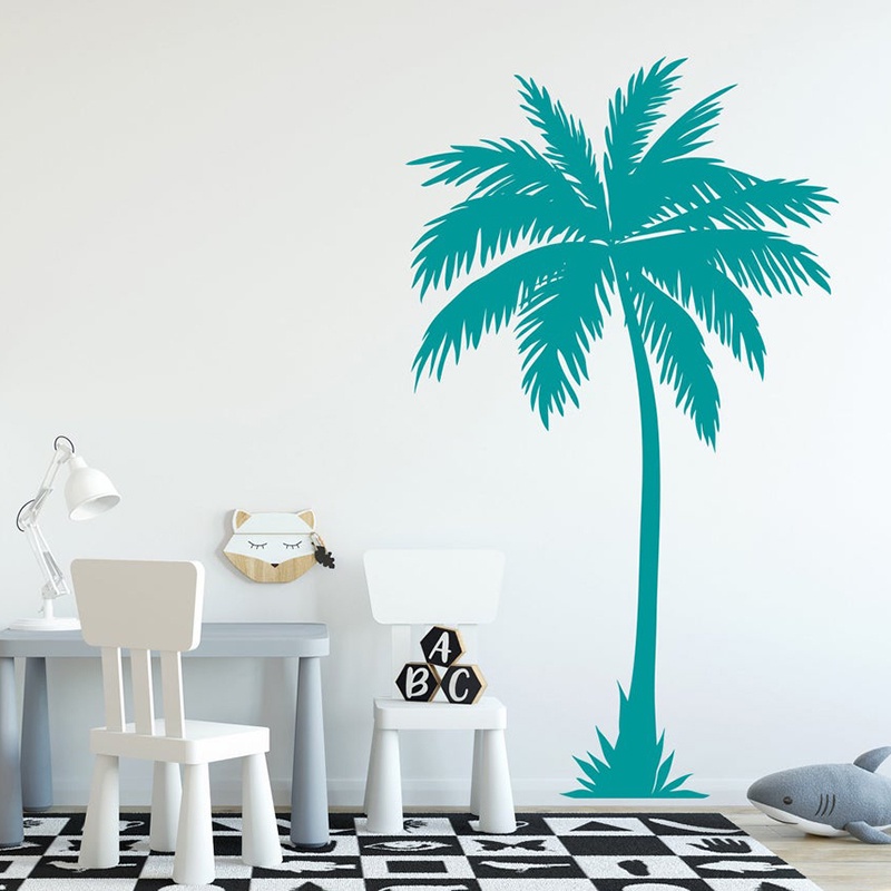 Large Palm Tree Wall Decal Tropical Vinyl Stickers Nature Beach Sea ...