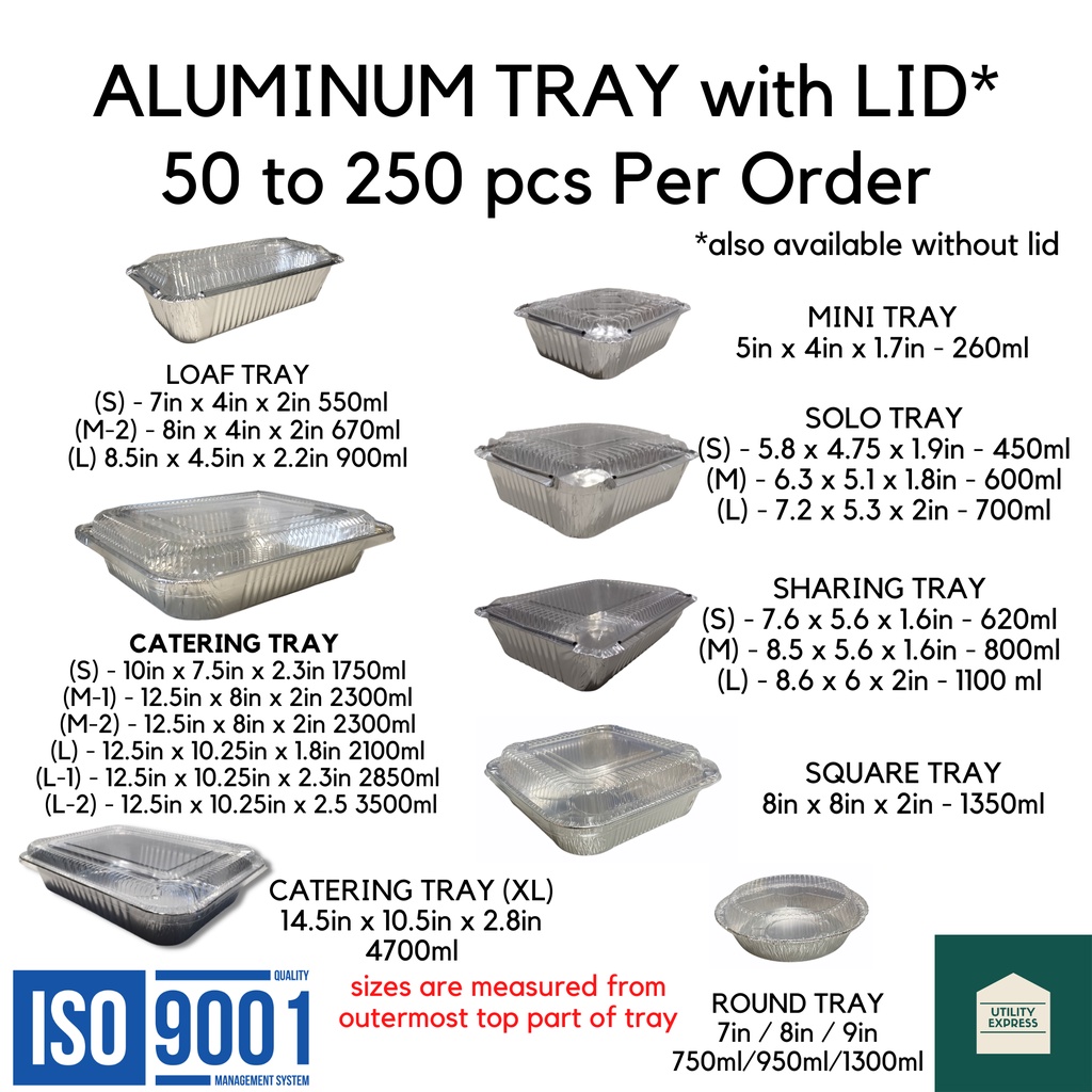 [BULK ORDER] Aluminum Tray with lid/ Aluminum Pan with Lid / Party Tray ...