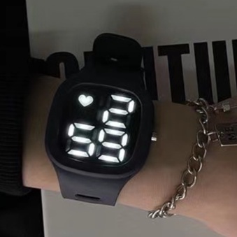 digital watch for women rubber led relo light big number red white ...