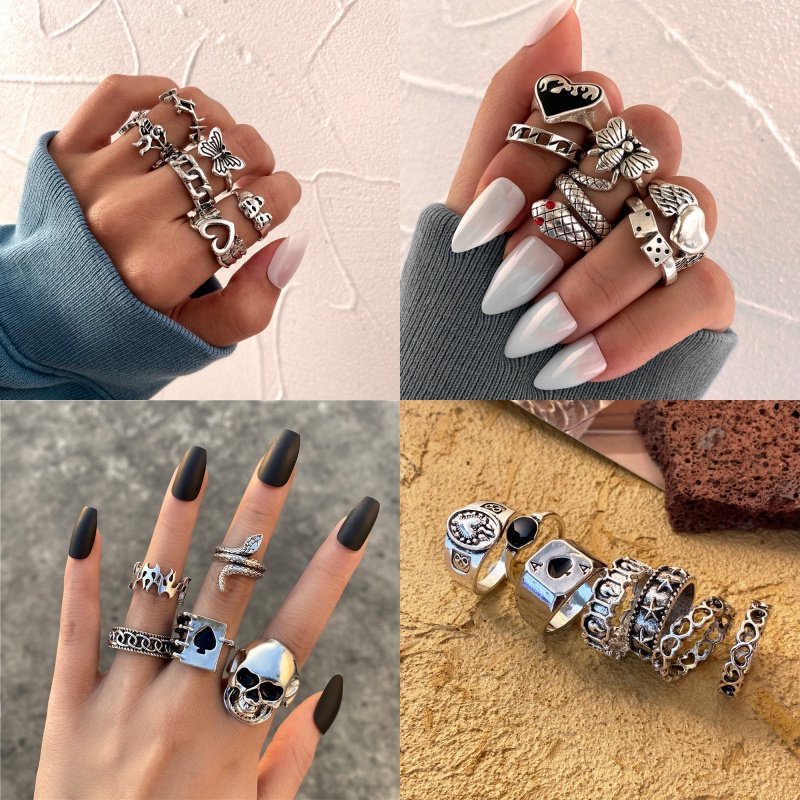 1 Set Fashion new butterfly /snake shape Playing Card Ring Creative ...