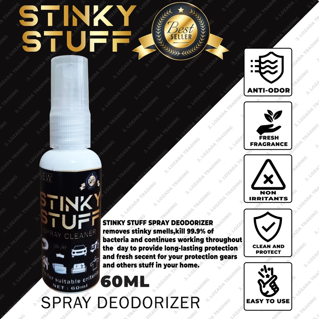 Stinky Stuff Disinfectant Deodorizer Spray 60ml- Helmet & Protective ...