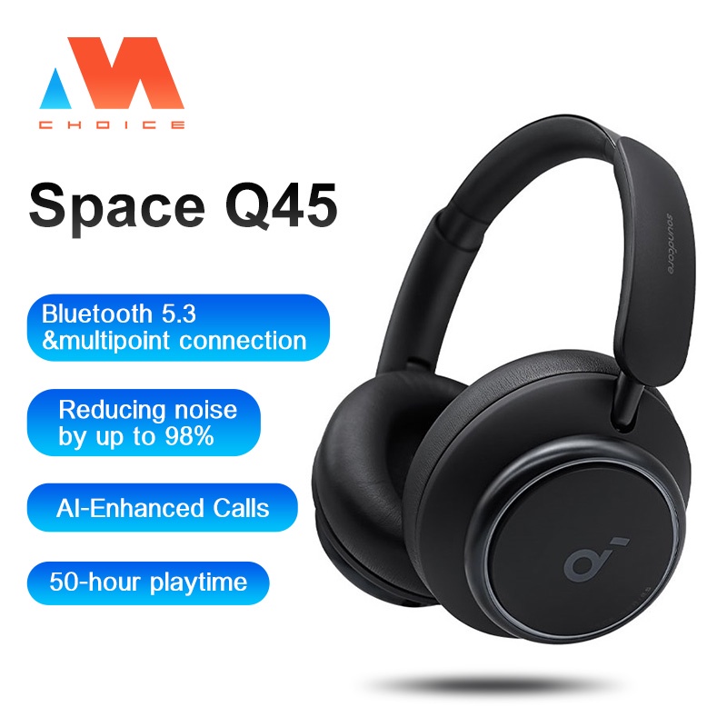 Soundcore Space Q45 All-New Noise Cancelling Headphones with 50-Hour Bluetooth 5.3 Anker AUX ...
